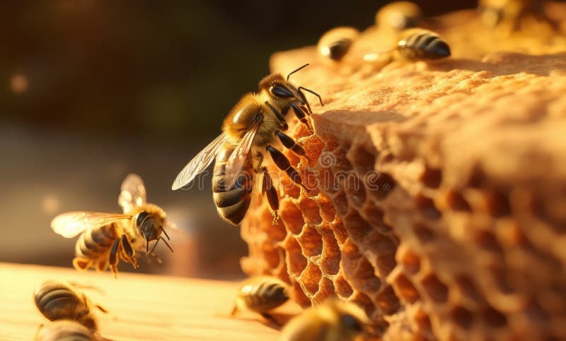 Bee Flying on Bee Hive. Created by Generative Artificial Intelligence ...