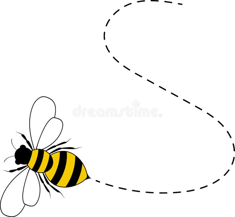 Bee Flying Path. a Bee Flying in a Dotted Line. the Flight Path of Bee. Bee Flying on a Dotted ...