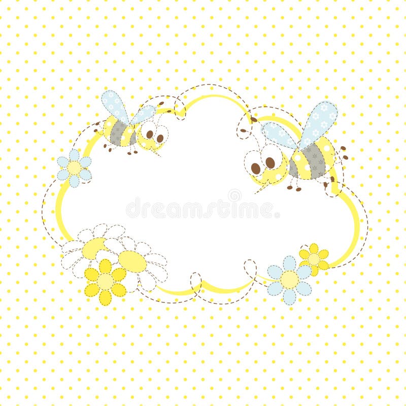 Bee frame stock vector. Illustration of frame, baby, stitch - 25994891