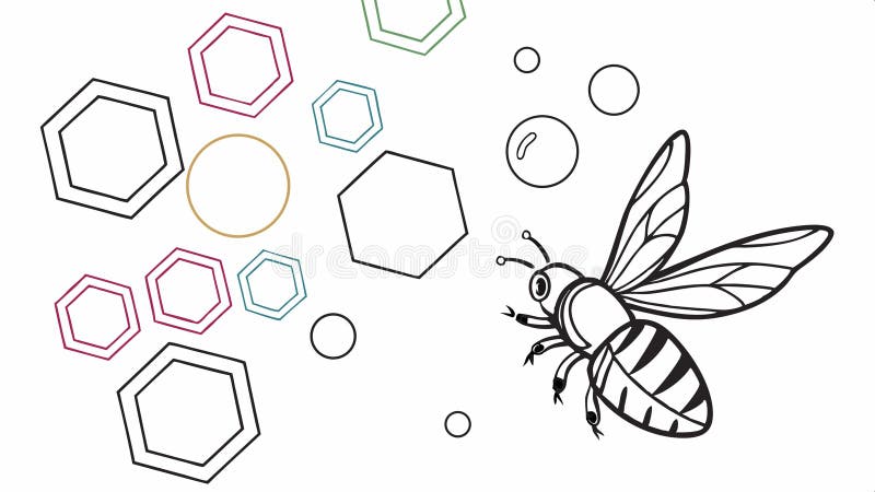 Bee and Geometric Hexagon Shapes Vector Design Generative AI Stock ...