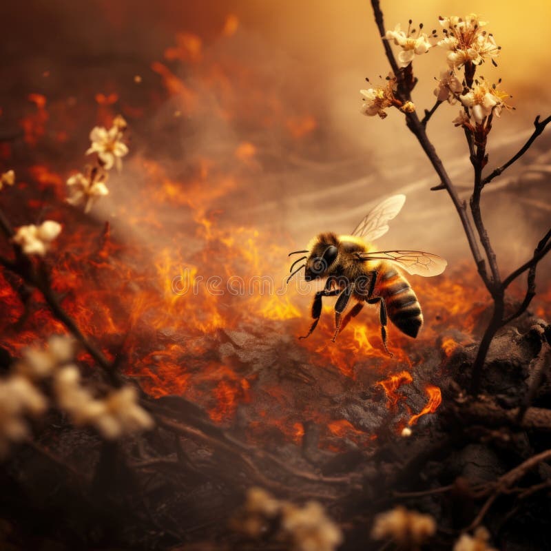 Bee Global Warming Nature Burned Fire Stock Illustration - Illustration ...