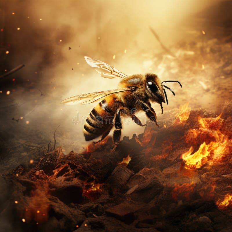 Bee Global Warming Nature Burned Fire Stock Image - Image of bees ...