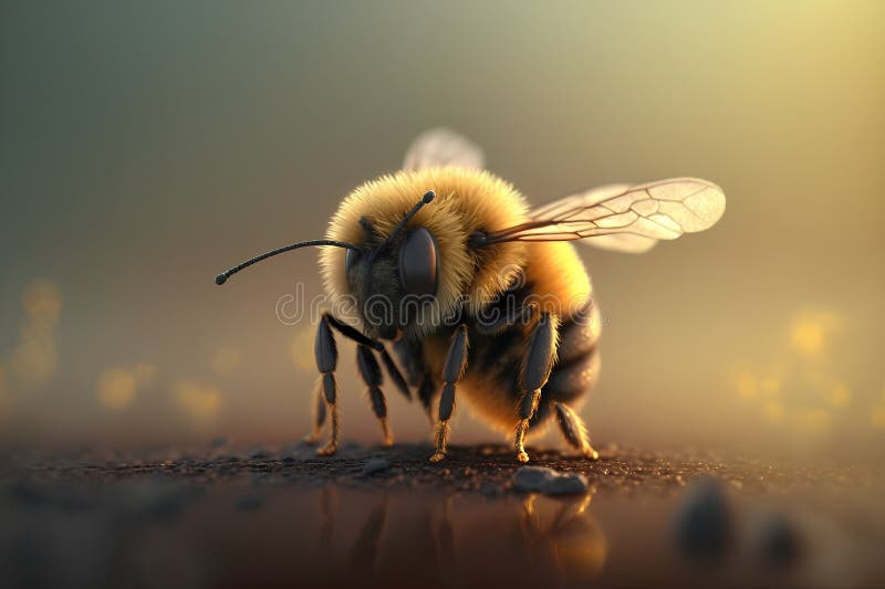 Bee on the Ground. 3d Rendering. Computer Digital Drawing Stock ...