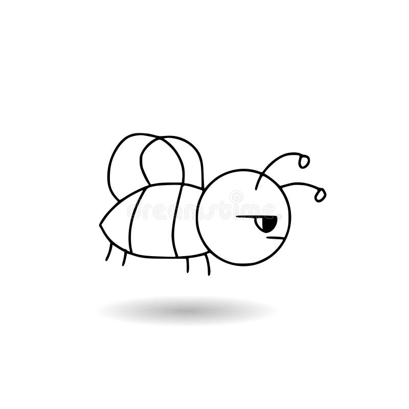 Bee Hand Drawn Icon with Shadow Stock Vector - Illustration of ...