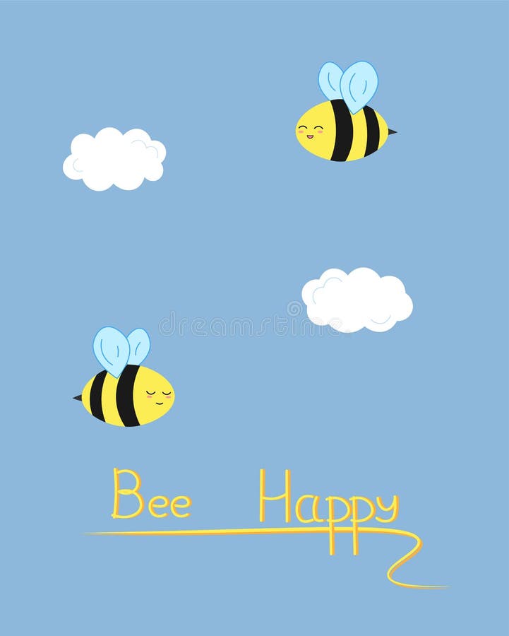 Bee happy stock vector. Illustration of design, animal - 218518675