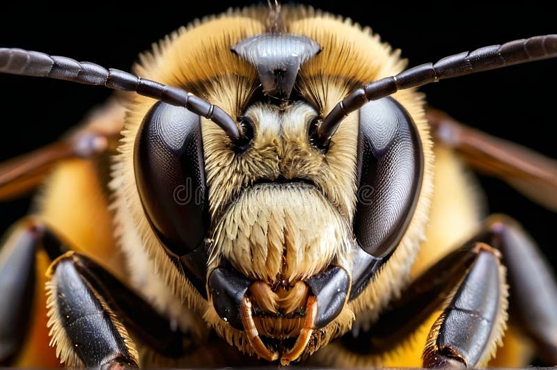 Bee head and face closeup stock illustration. Illustration of flower ...