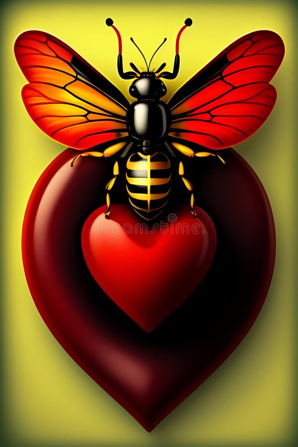 A Bee on a Heart - Ai Generated Image. Stock Illustration ...