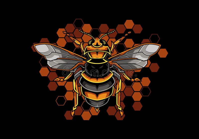 Cool Bee Honey Comb Illustration Stock Vector - Illustration of vintage ...