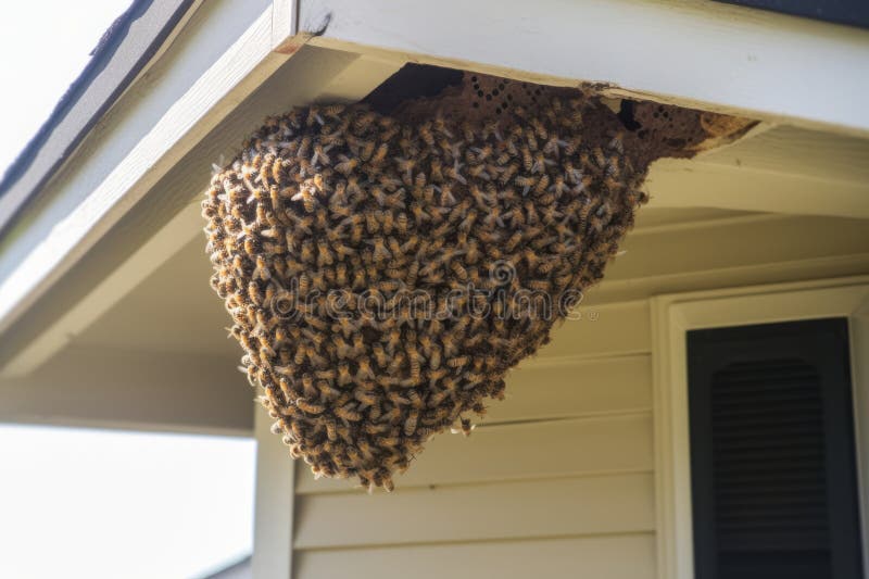 Bee Hive Outside a Suburban Home Stock Image - Image of house, closeup ...