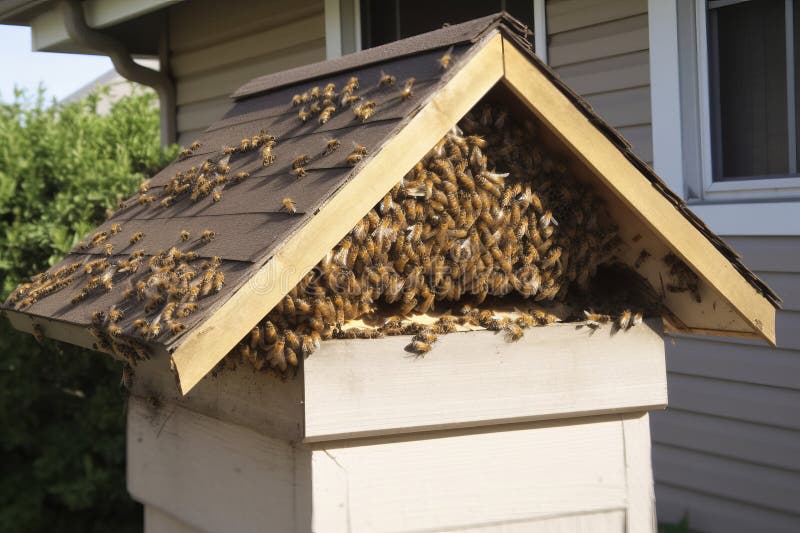 Bee Hive Outside a Suburban Home Stock Image - Image of business ...