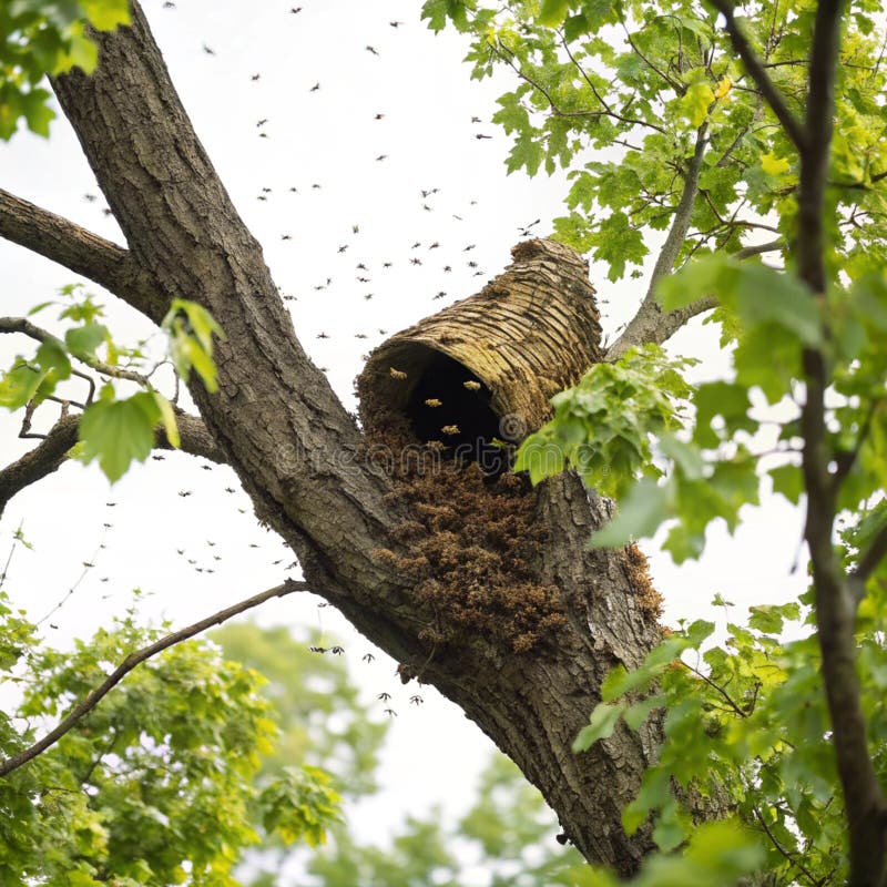 Bee Hive in a Tree, a Natural Work of Nature Stock Illustration ...