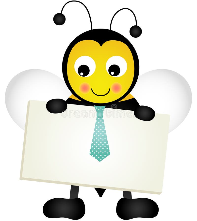 Bee Holding Blank Signboard Stock Vector - Illustration of animal ...