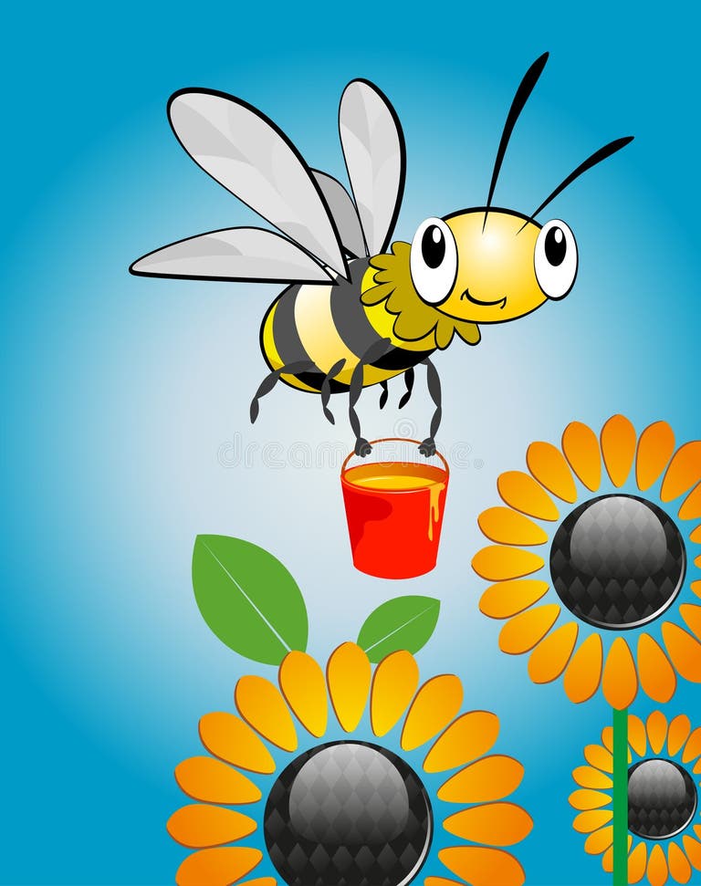 Bee Flying Honey Bucket Stock Illustrations – 371 Bee Flying Honey ...