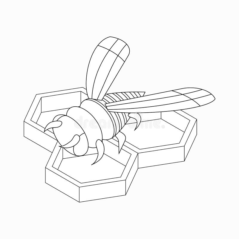 Bee on Honey Cells Icon, Isometric 3d Style Stock Vector - Illustration ...