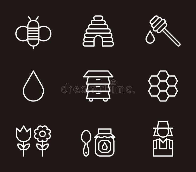 Bee and honey icons stock vector. Illustration of health - 41787854