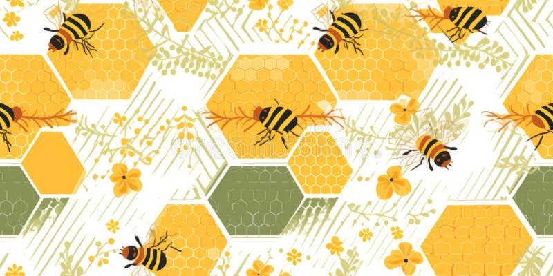 Bee Honey Pattern. Bee Honeycomb Seamless Pattern. Beekeeping ... Bee Honey Pattern. Bee Honeycomb Seamless Pattern. Beekeeping ...