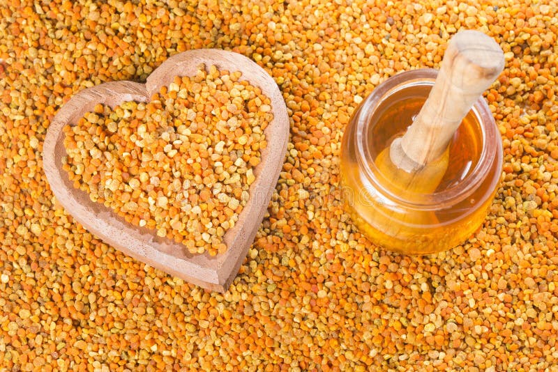 Bee Honey and Pollen Grains - Top View Stock Photo - Image of nature ...