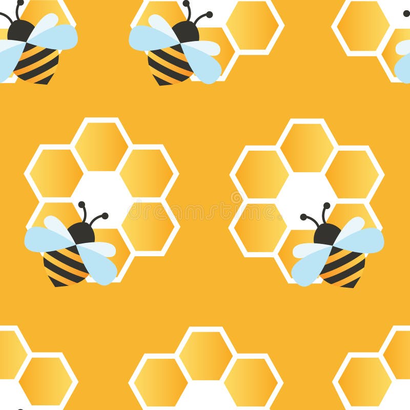 Bee with Honey. Seamless Pattern Stock Vector - Illustration of insect ...