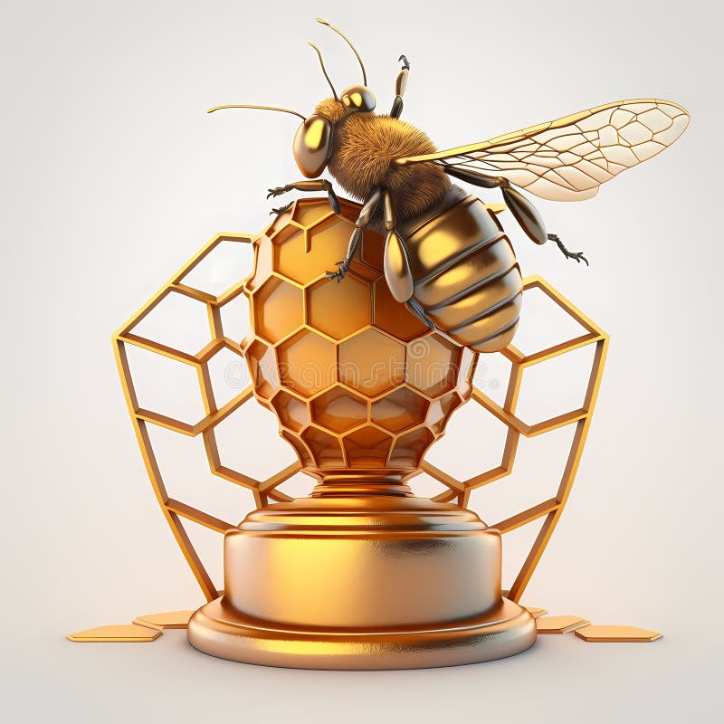 Bee and Honey Trophy. Generative AI Stock Illustration - Illustration ...