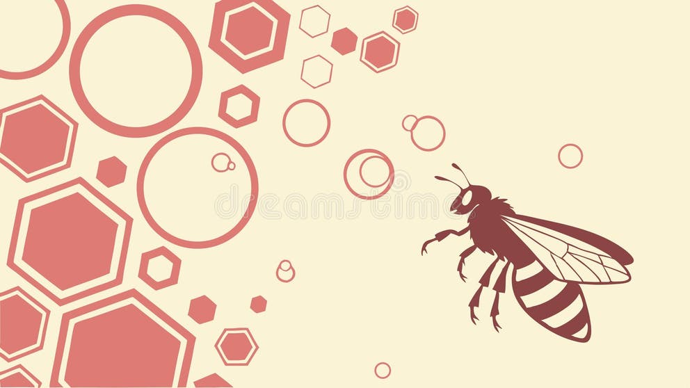 Bee on Honeycomb Abstract Pattern, Vector Design Generative AI Stock ...