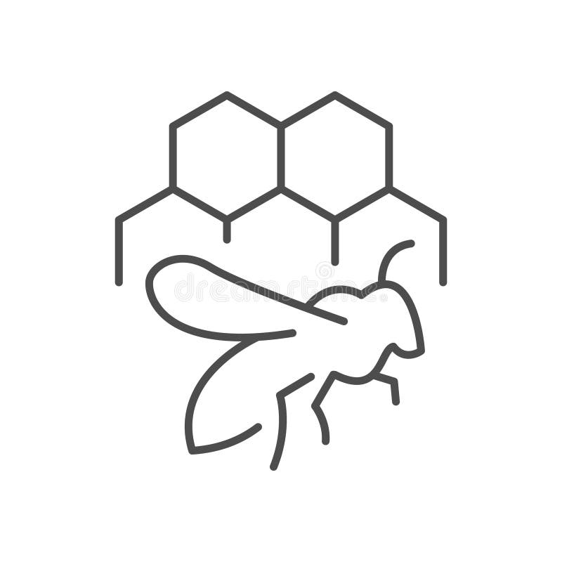 Bee with Honeycomb Line Drawing Logo,icon Design Template,abstract ...