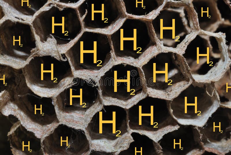 Bee_honeycomb and Many Orange Hydrogen H2 Letters Stock Image - Image ...