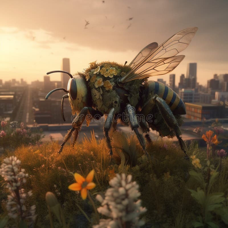 Bee Hyper Bee, Illustration, Generative AI Stock Illustration ...
