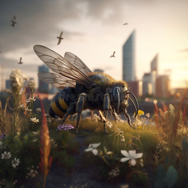 Bee Hyper Bee, Illustration, Generative AI Stock Illustration ...