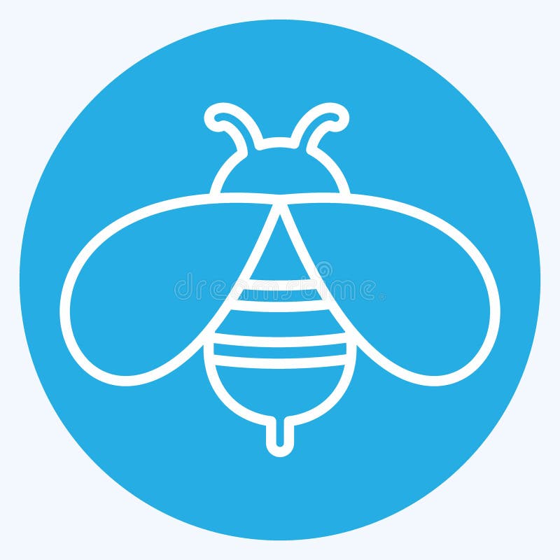 Bee Icon in Trendy Blue Eyes Style Isolated on Soft Blue Background ...