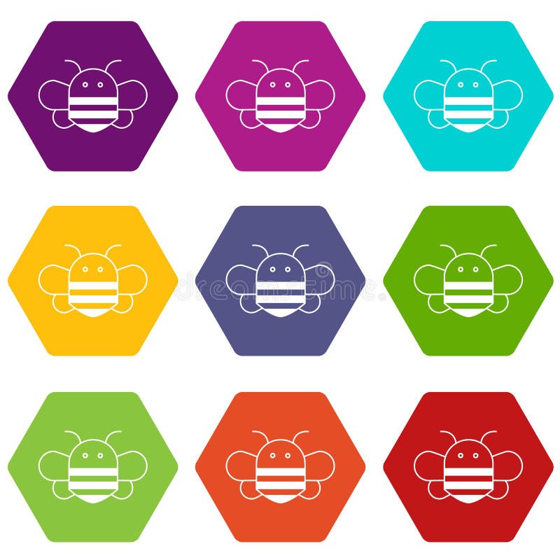 Bee icons set 9 vector stock vector. Illustration of element - 117676875
