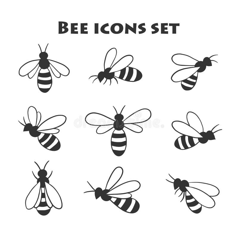 Bee icons set stock vector. Illustration of healthy - 154048228