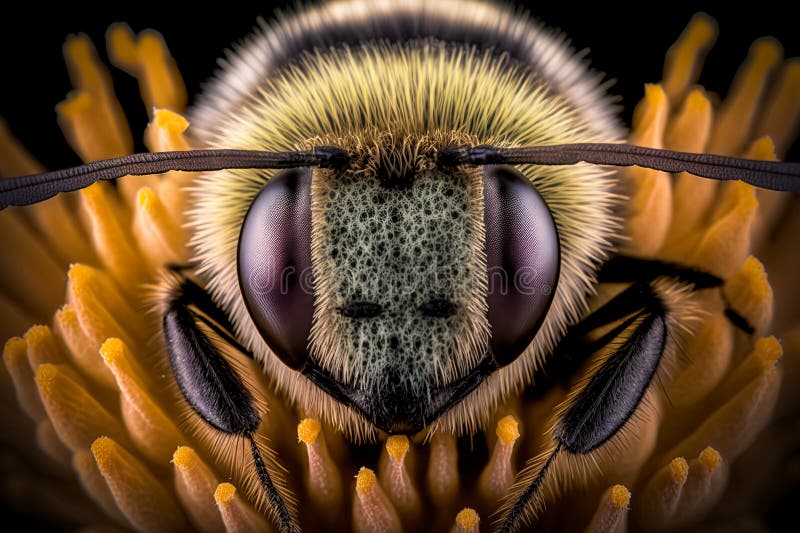 Bee Inside Th Flower. Macro Shot. High Details Stock Illustration ...