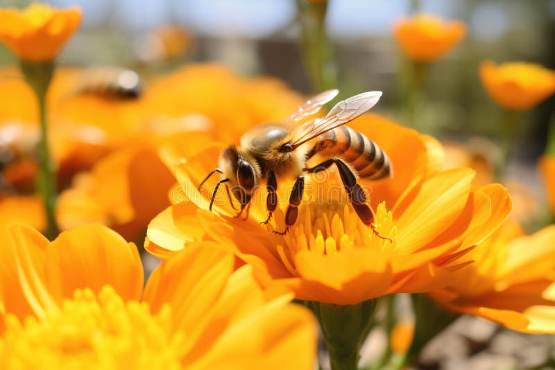 Bee Intrusion in the Garden Stock Illustration - Illustration of ...