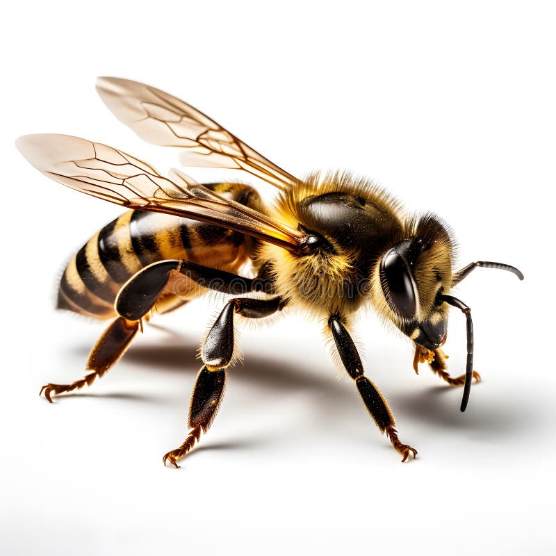 Bee Isolated on White Background. Macro Image of a Bee on a White ...