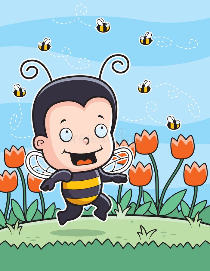 Bee Kid stock vector. Illustration of child, vector, flowers - 6651156