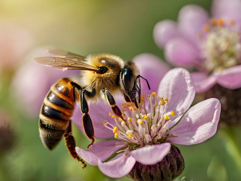 A bee landed on a flower stock photo. Image of concept - 362859420