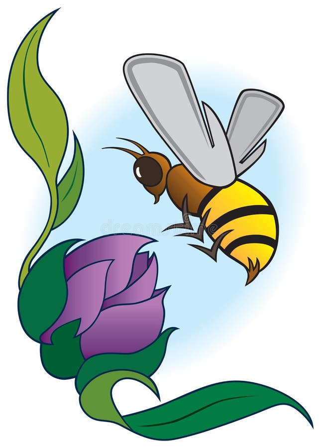 Bee Flying Through Plant Land Stock Vector - Illustration of ...