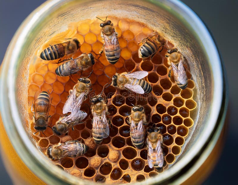 Bee larvae and cocoons. stock illustration. Illustration of development ...