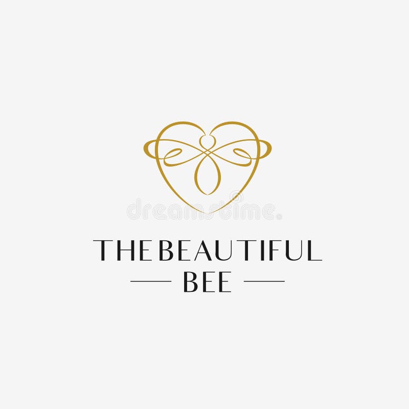 Bee Logo Design Combination with Love Vector Template Stock ...