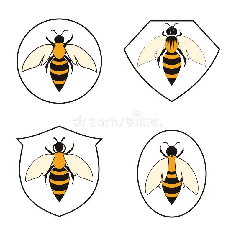 Bee Logo Illustrations Design Icon Stock Vector - Illustration of honey ...