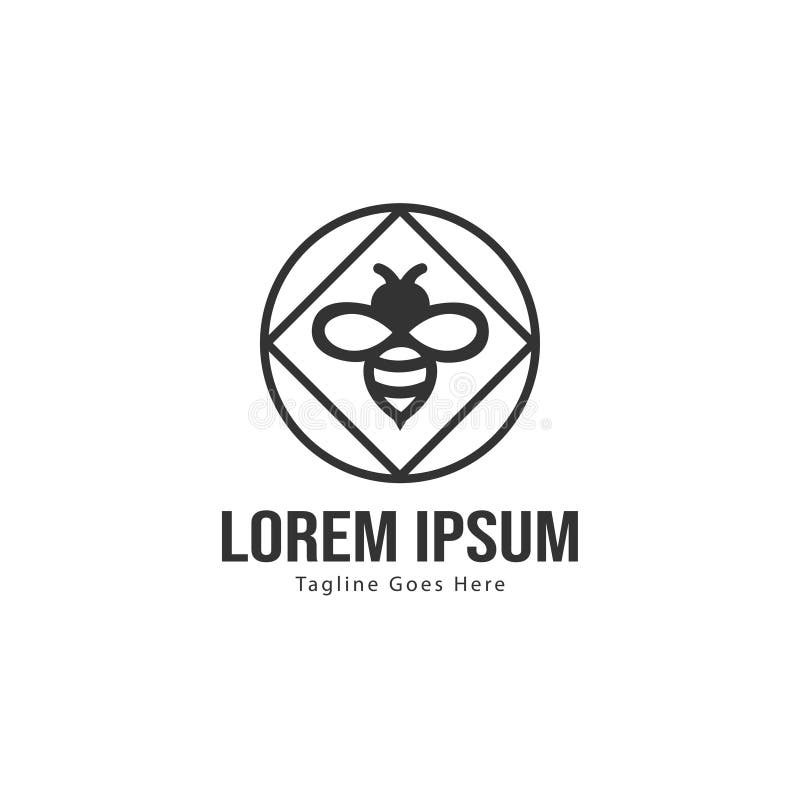 Bee Logo Template Design. Minimalist Bee Logo with Modern Frame Stock ...