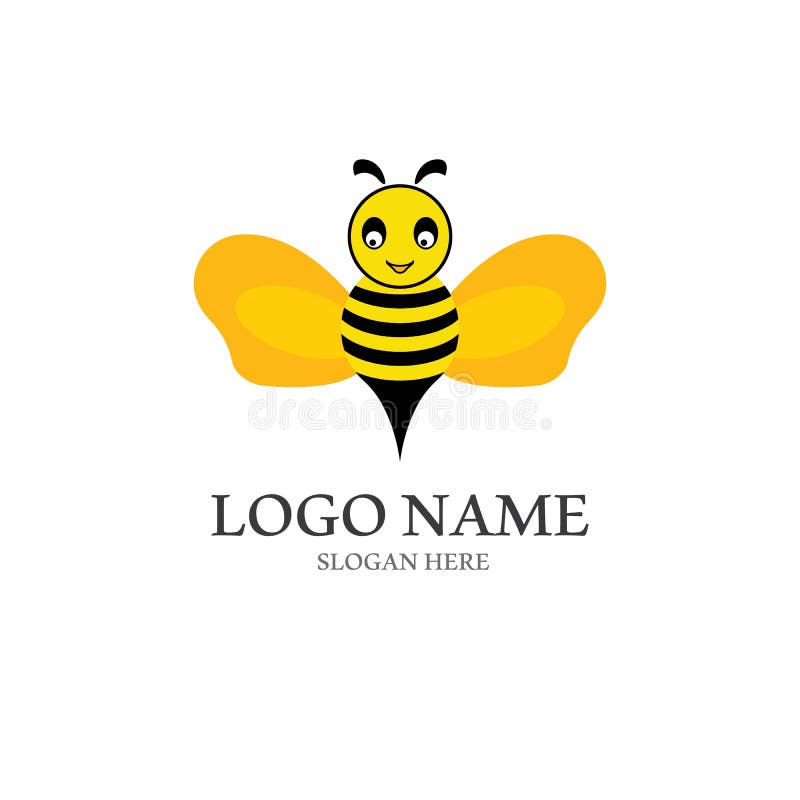 Bee Logo Vector Icon Illustration Stock Vector - Illustration of cute ...