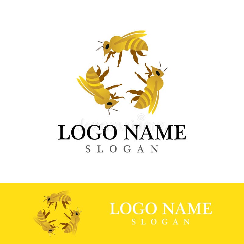 Bee Logo Vector Icon Illustration Stock Vector - Illustration of ...