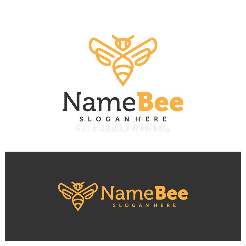 Bee Logo Vector Illustration. Line Art Bee Logo Design Concept Template ...