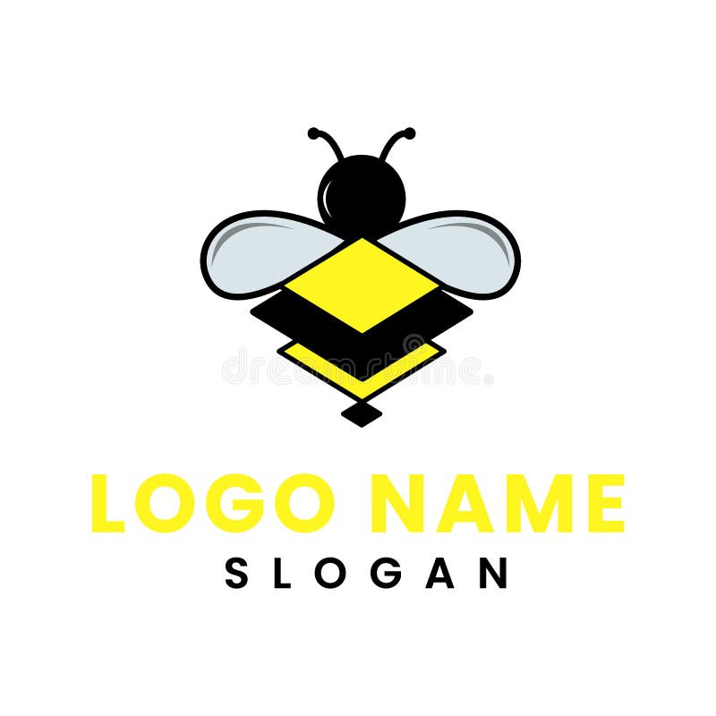 Bee Logos Square Courier Package Stock Vector - Illustration of ...