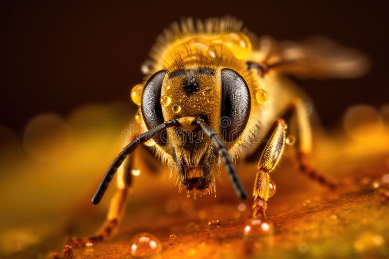 Bee, Macro Photography, Close Up Shallow Focus. Generative AI Stock ...