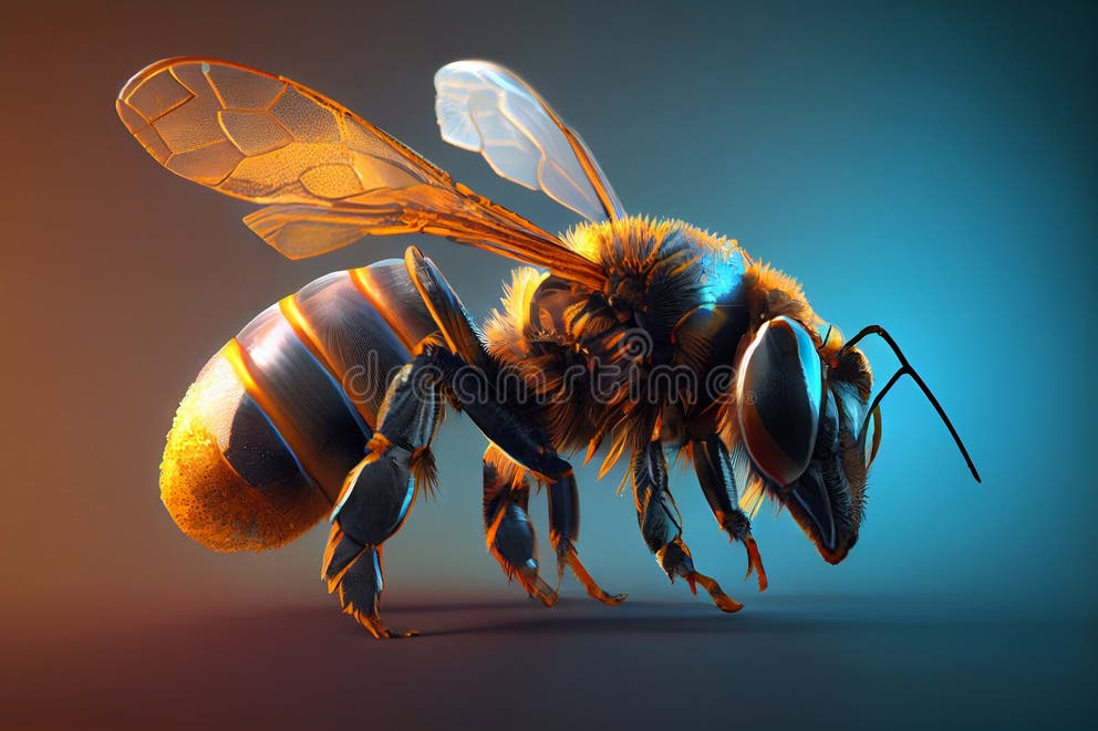 BeeÂ Macro Specimen, Flying Insect, Side Front Back. Generative AI ...