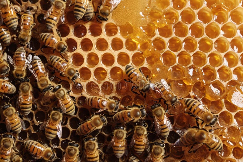 Bee making honey in hive stock illustration. Illustration of beekeeper ...