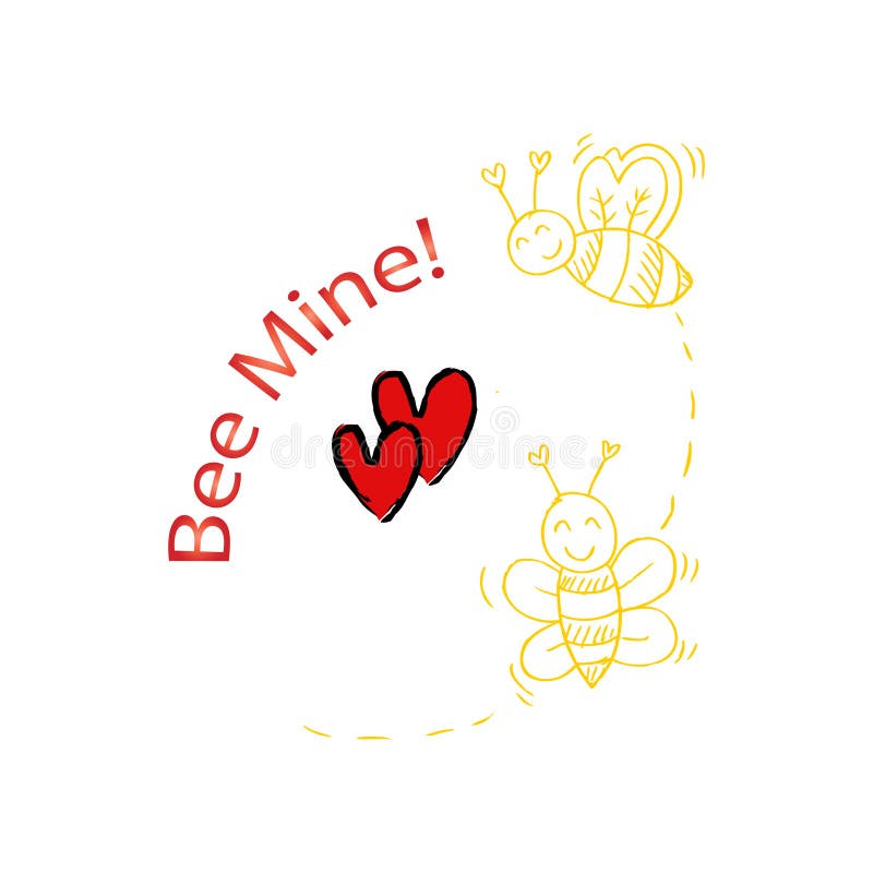 Bee Mine Valentine stock illustration. Illustration of romantic - 85772121