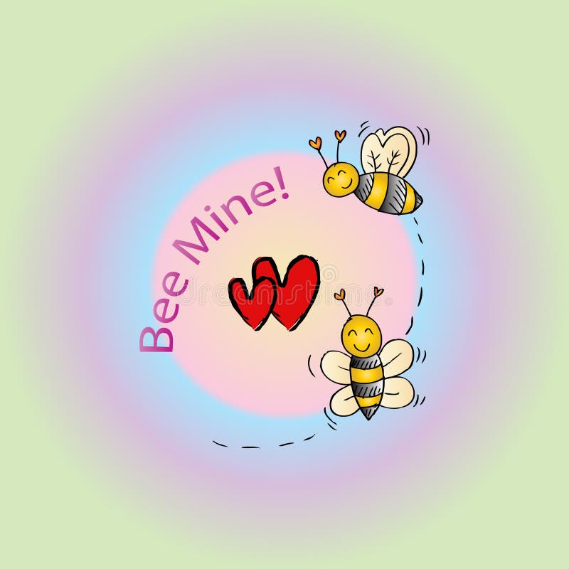 Bee Mine Valentine stock illustration. Illustration of antennas - 85772239